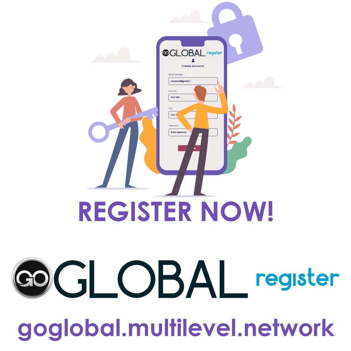 Cadastrar agora na GO GLOBAL